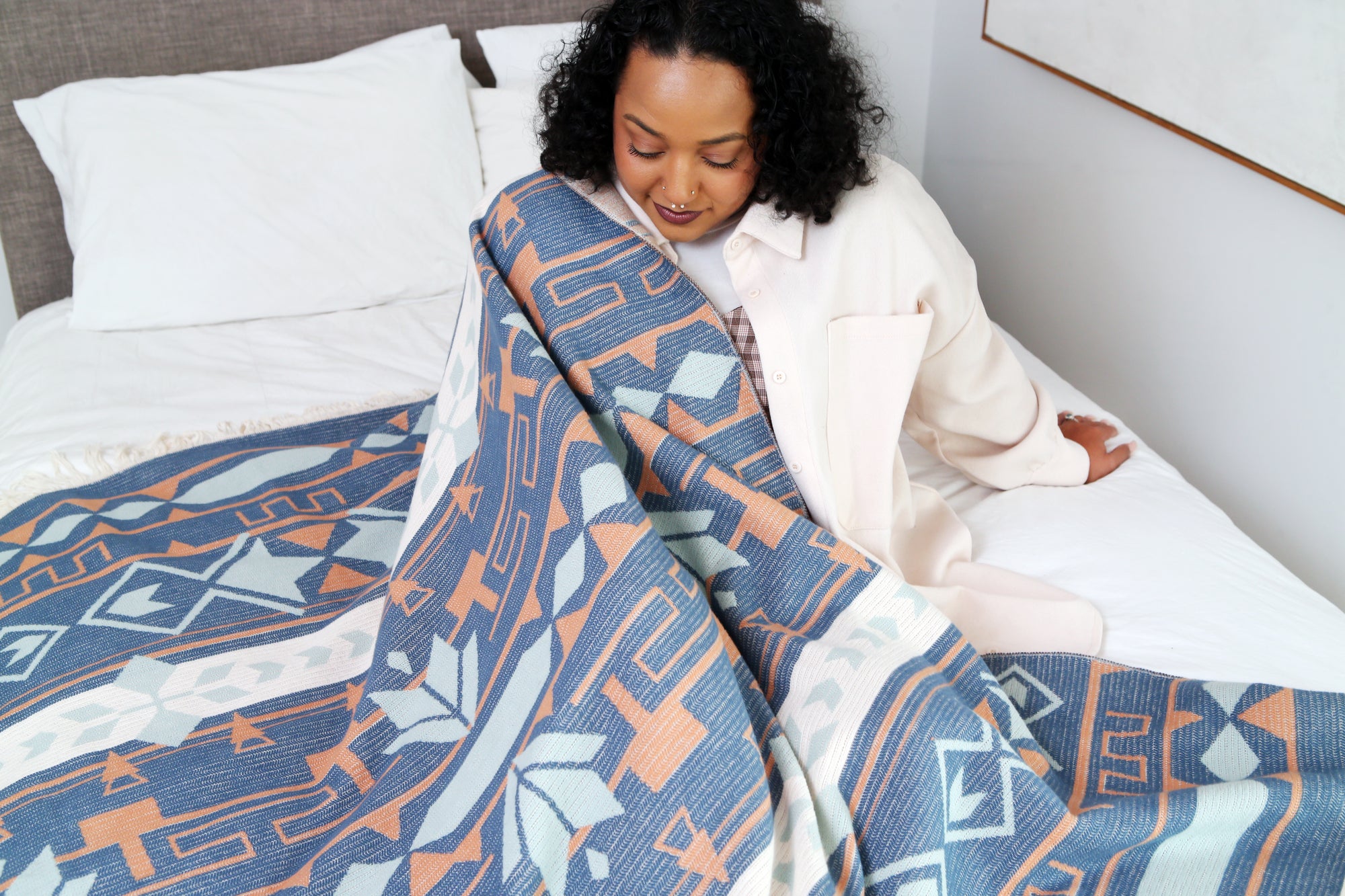 Natural Geometry Throw Blanket – Eighth Generation