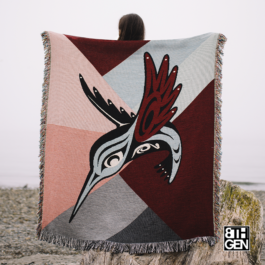 Modern Hummingbird Throw Blanket - Eighth Generation